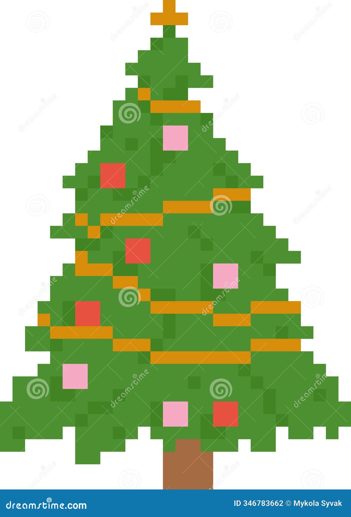 Pixel Art Christmas Tree stock illustration. Illustration of isolated ...