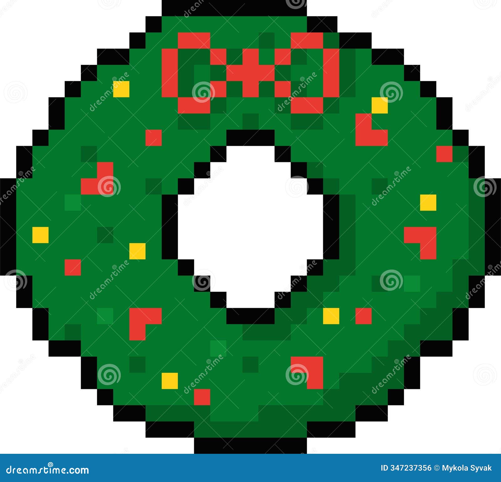 Pixel Art Christmas Wreath stock illustration. Illustration of merry ...