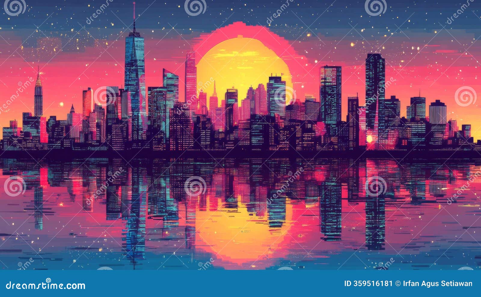 Pixel Art Cityscape. Town Street 8 Bit City Landscape. Pixelated Scene ...