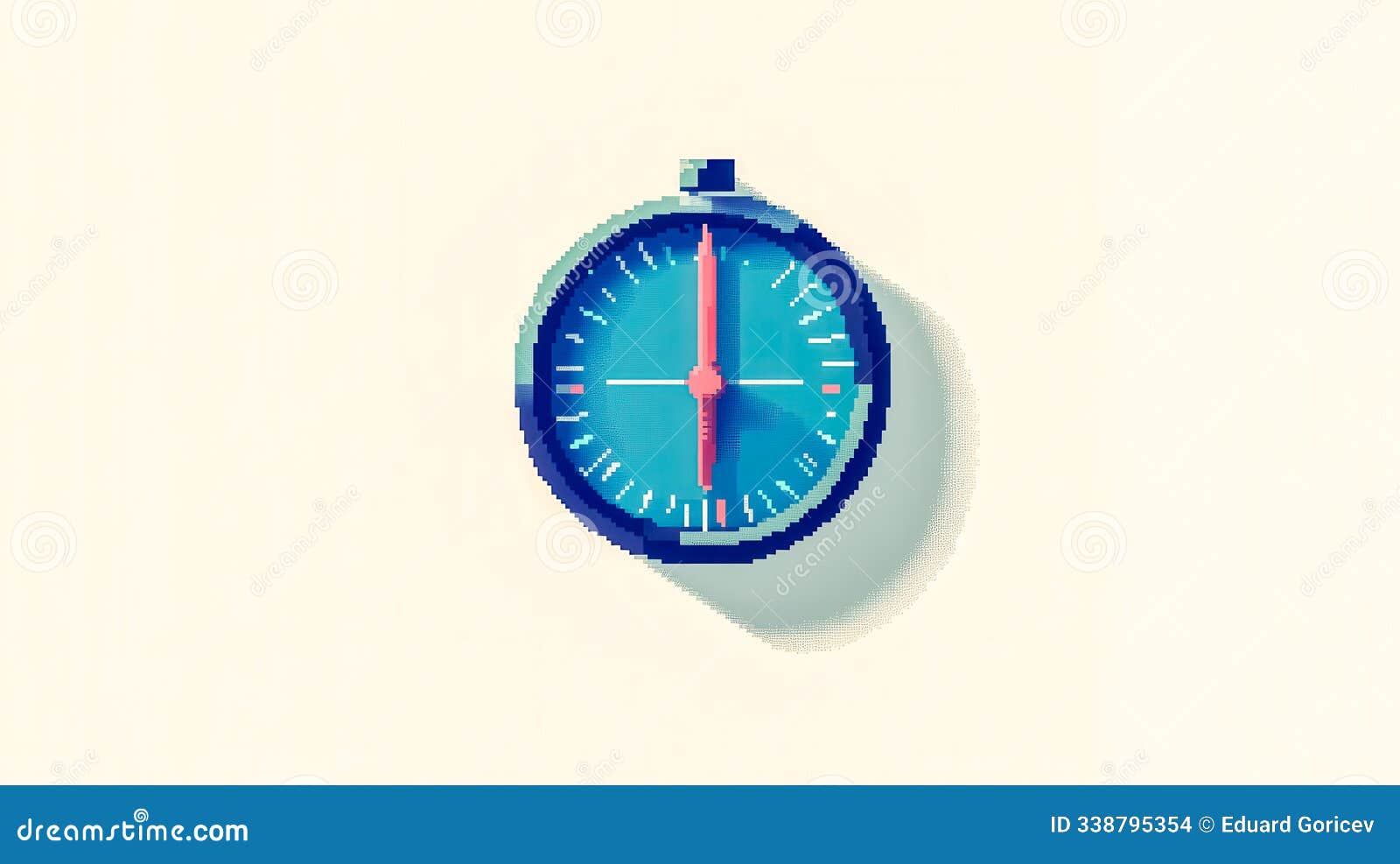 Pixel Art Clock Showing Five O Clock on White Background Stock Photo ...