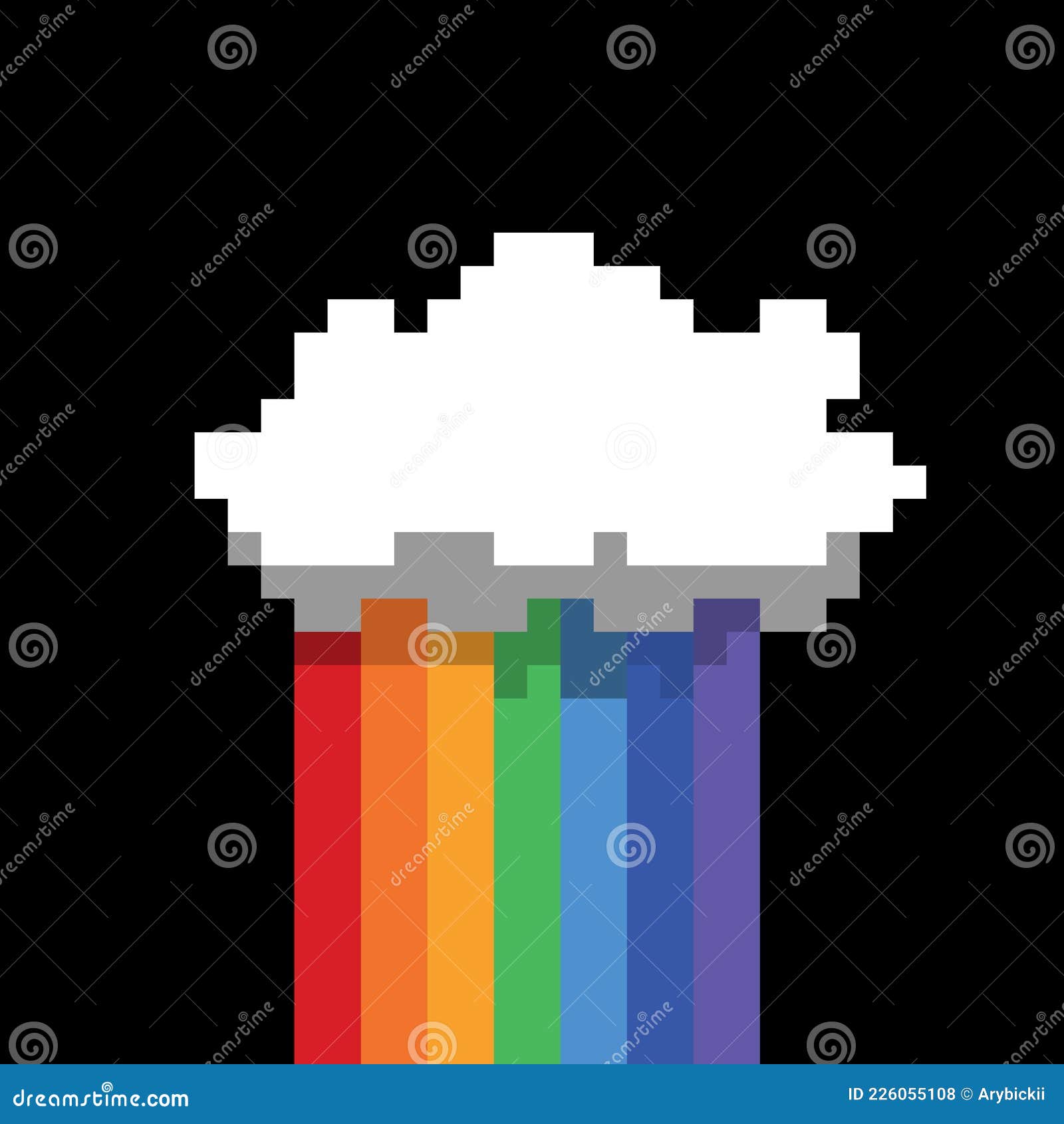 Pixel Art Cloud with Cloud with Rainbow Stock Vector - Illustration of ...