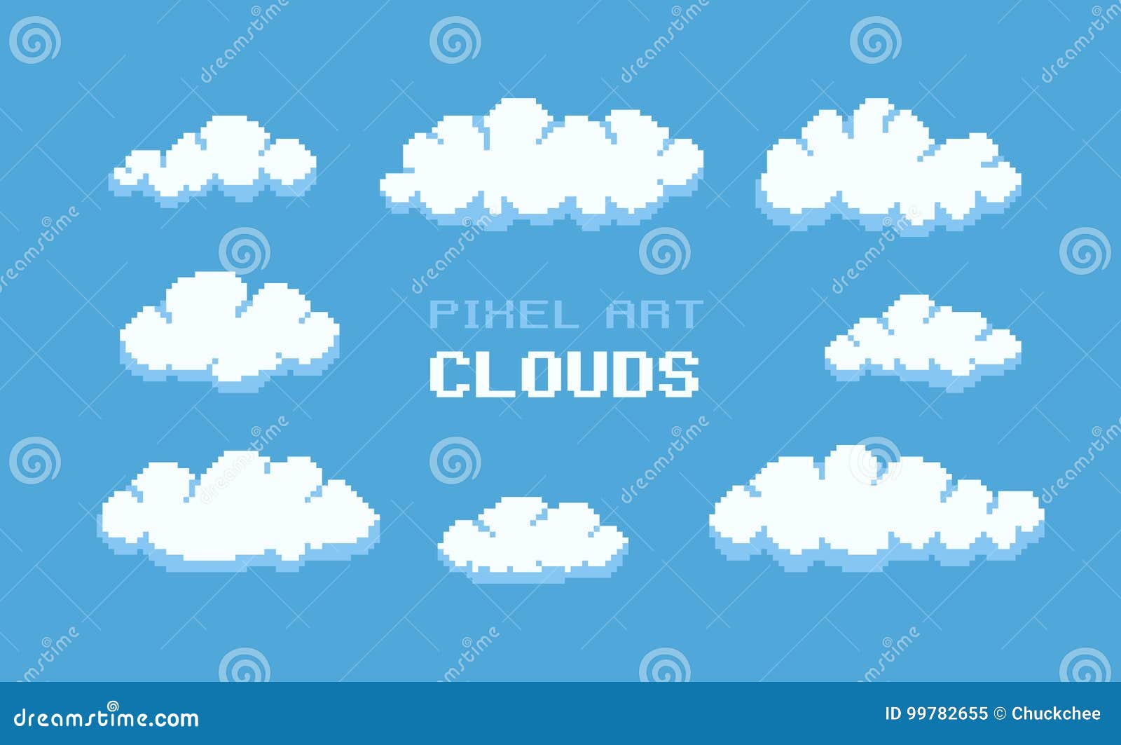 Pixel Art Clouds vektor abbildung. Illustration von ansammlung - 99782655
