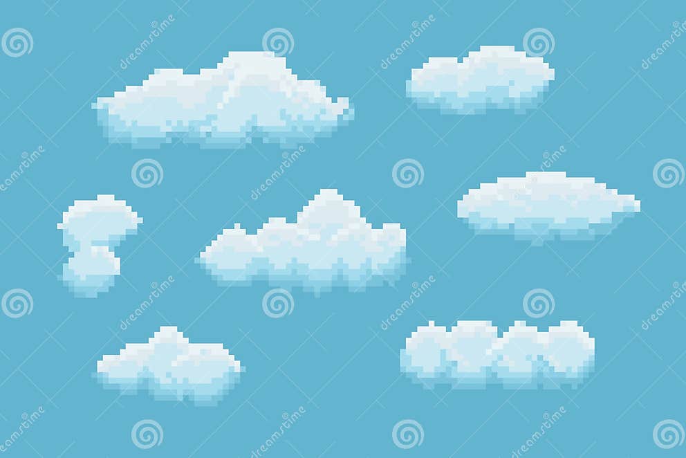 Pixel Art Clouds stock vector. Illustration of banner - 83695394