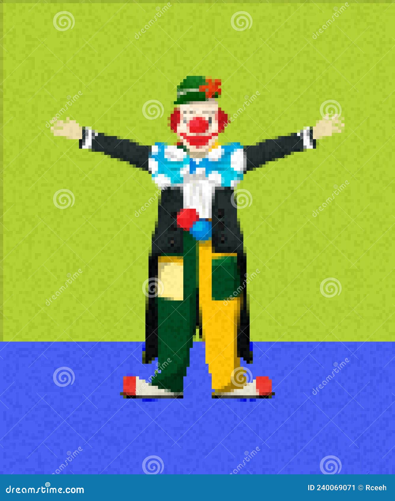 Pixel art clown stock vector. Illustration of mosaic - 240069071