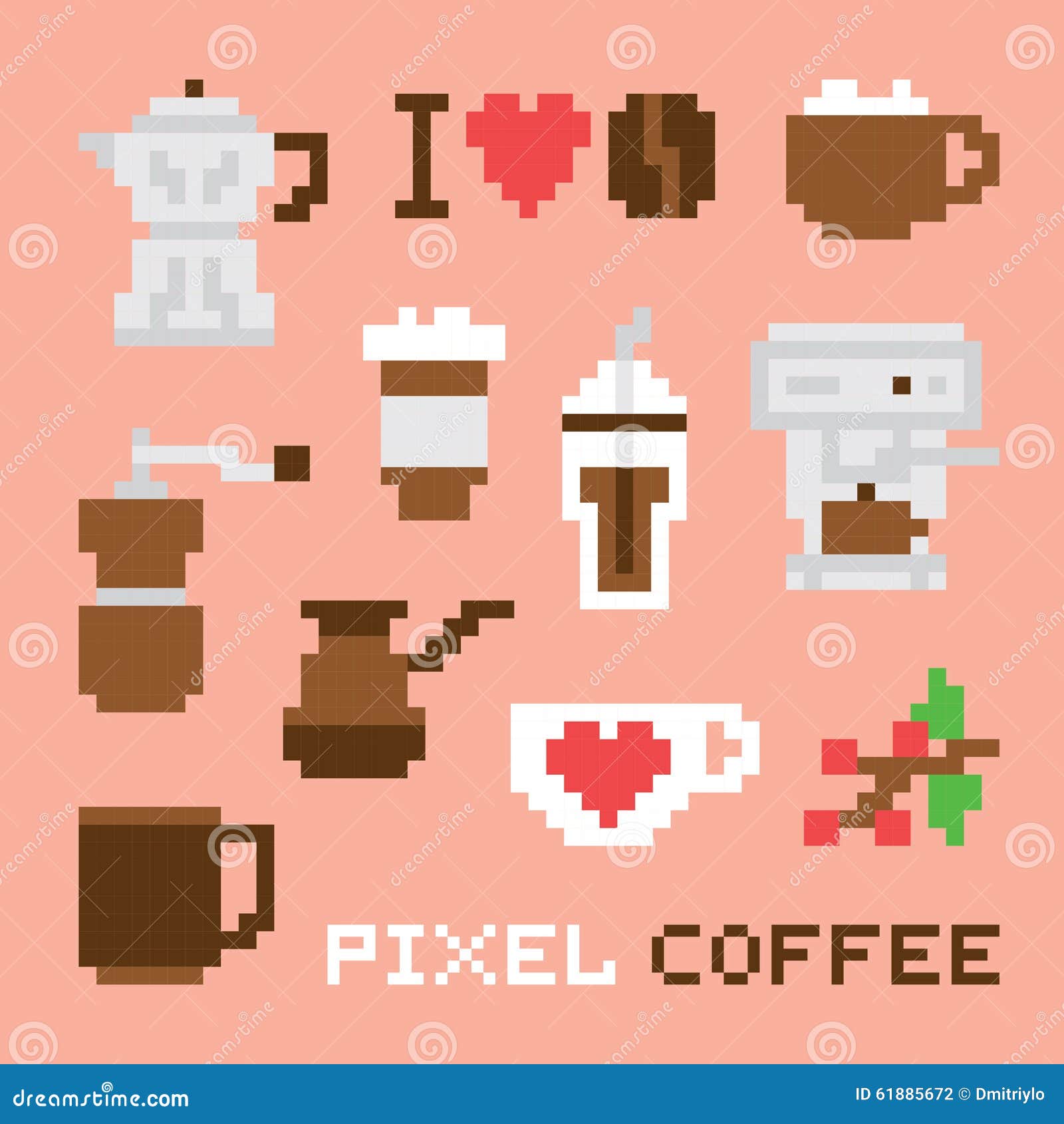 Pixel Coffee Cup Logo Image For Game Icon Cartoon Vector ...