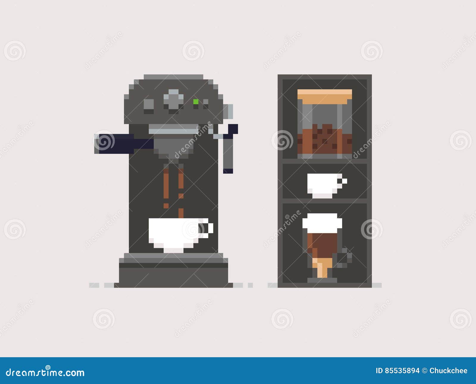 Pixel Art Coffee Vector Illustration | CartoonDealer.com #85535894