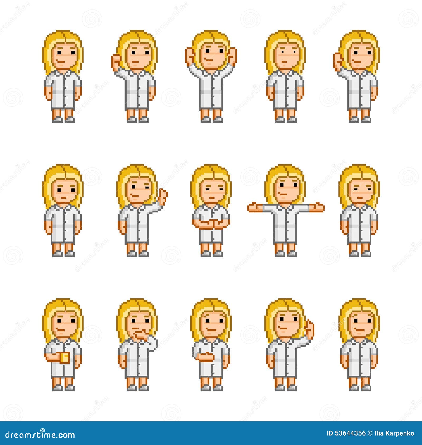 Pixel Art Collection of Different Emotions Stock Vector - Illustration ...