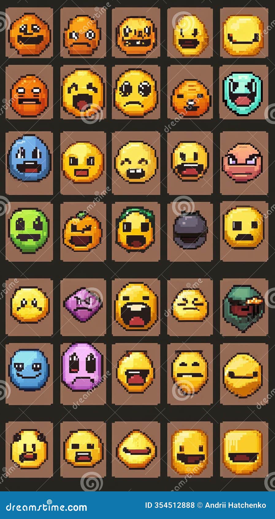 Pixel Art Emojis Showcasing Various Emotions In Simple Colorful Designs ...