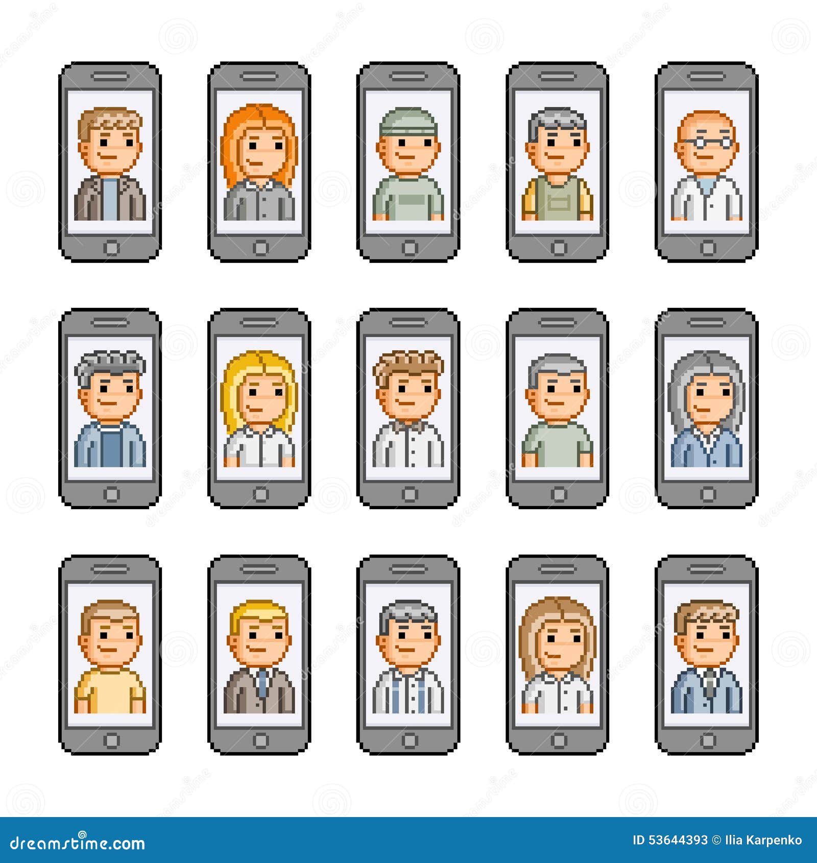 Pixel Art Smart Phones Cartoon Vector | CartoonDealer.com #55323113