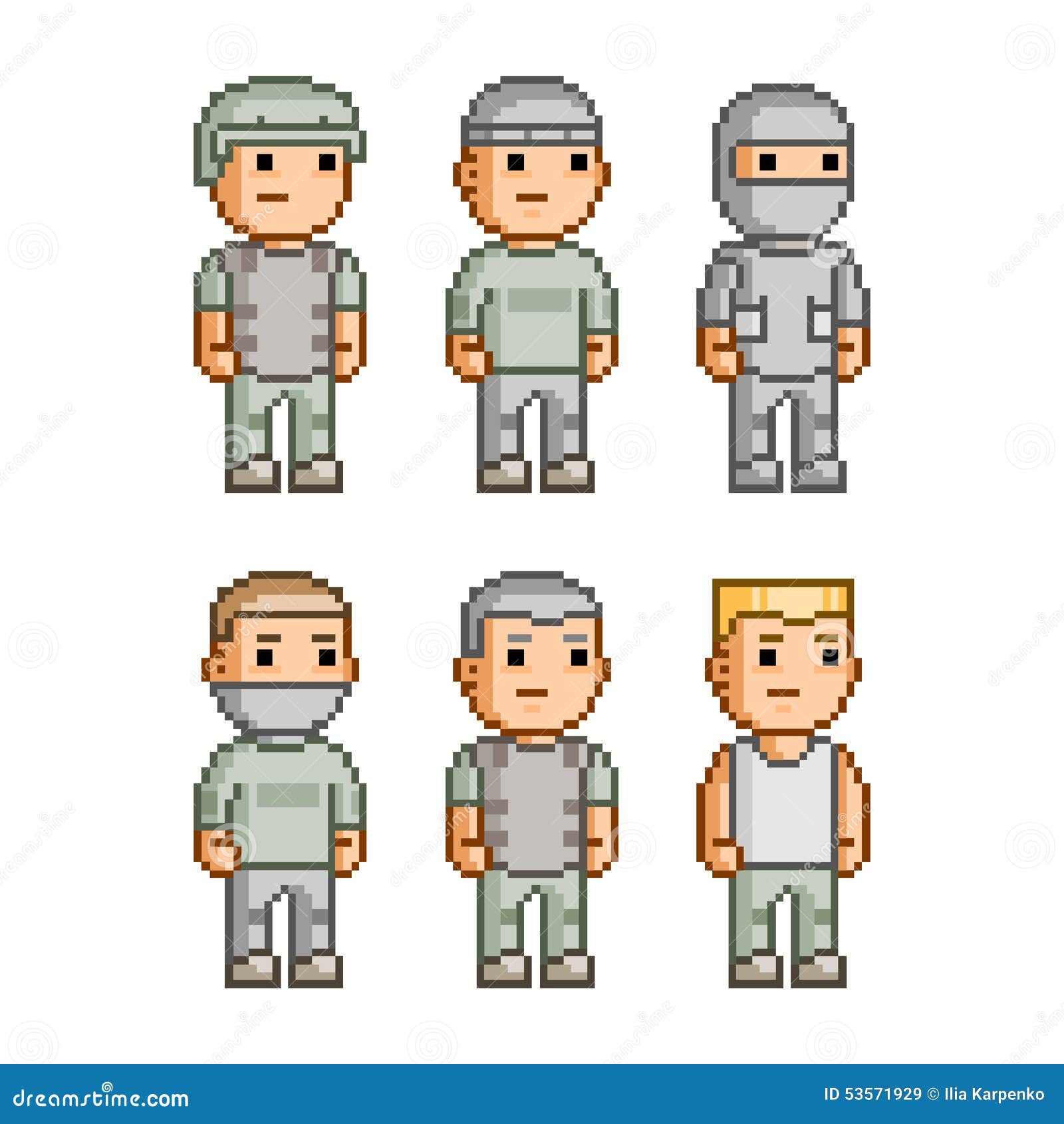Pixel Art Collection Soldiers Stock Illustration - Illustration of ...