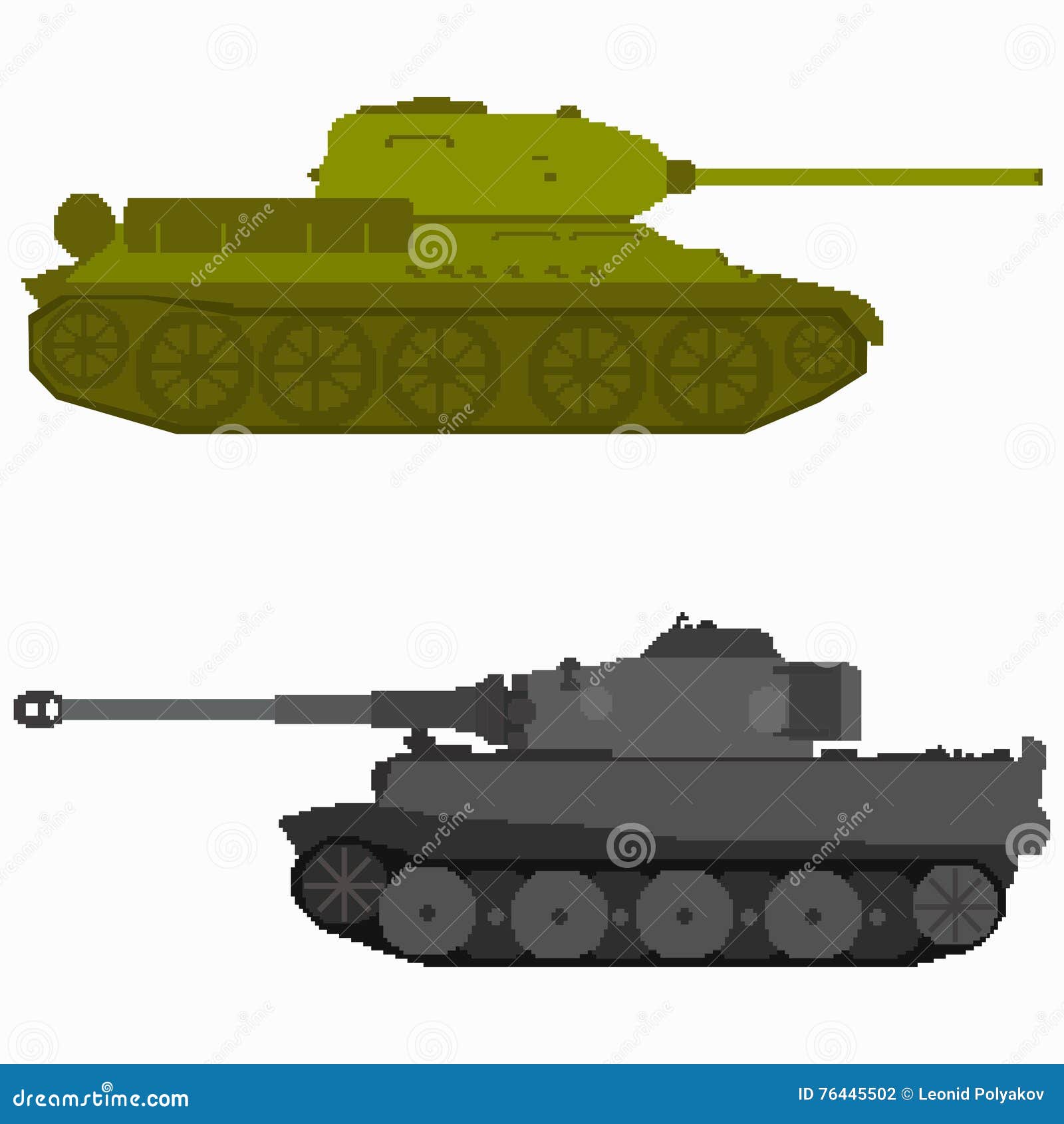 Pixel Art Colored Tanks Vector Illustration | CartoonDealer.com #76445502