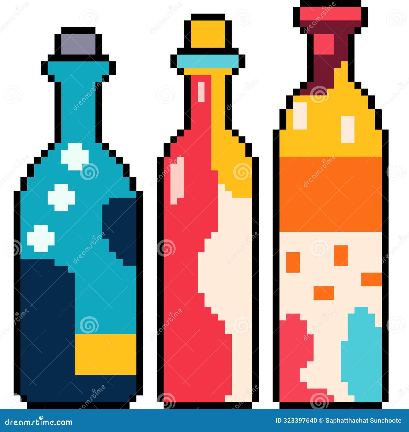 Pixel Art of Colorful Fancy Bottle Stock Vector - Illustration of ...