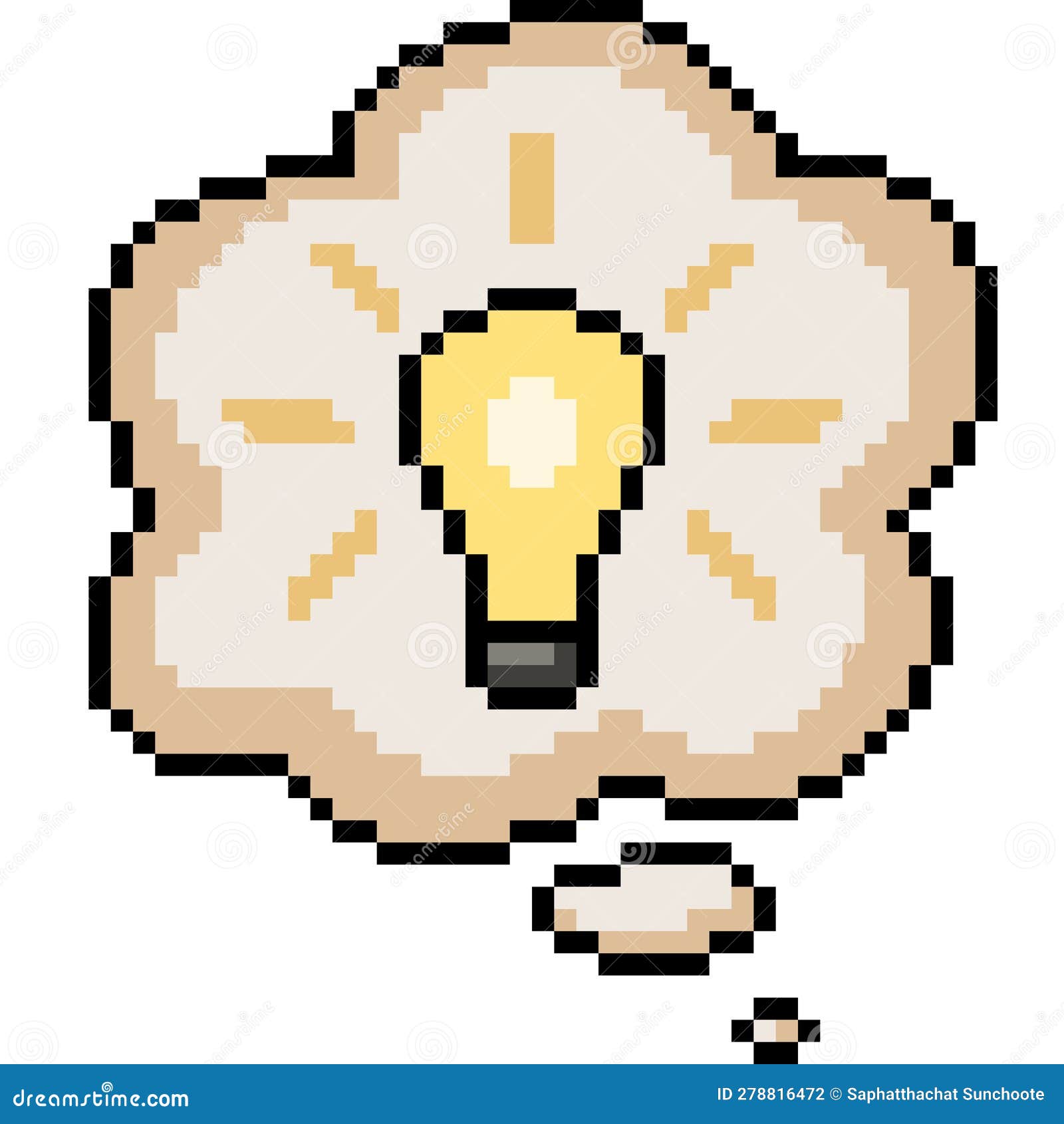 Pixel Art Comic Thinking Bubble Stock Vector - Illustration of doodle ...