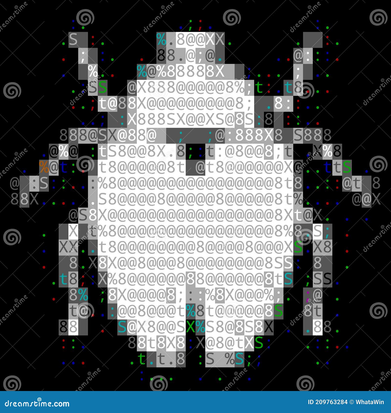 Pixel Art Computer Bug. Data Breach, Malware, Cyber Attack, Hacked ...