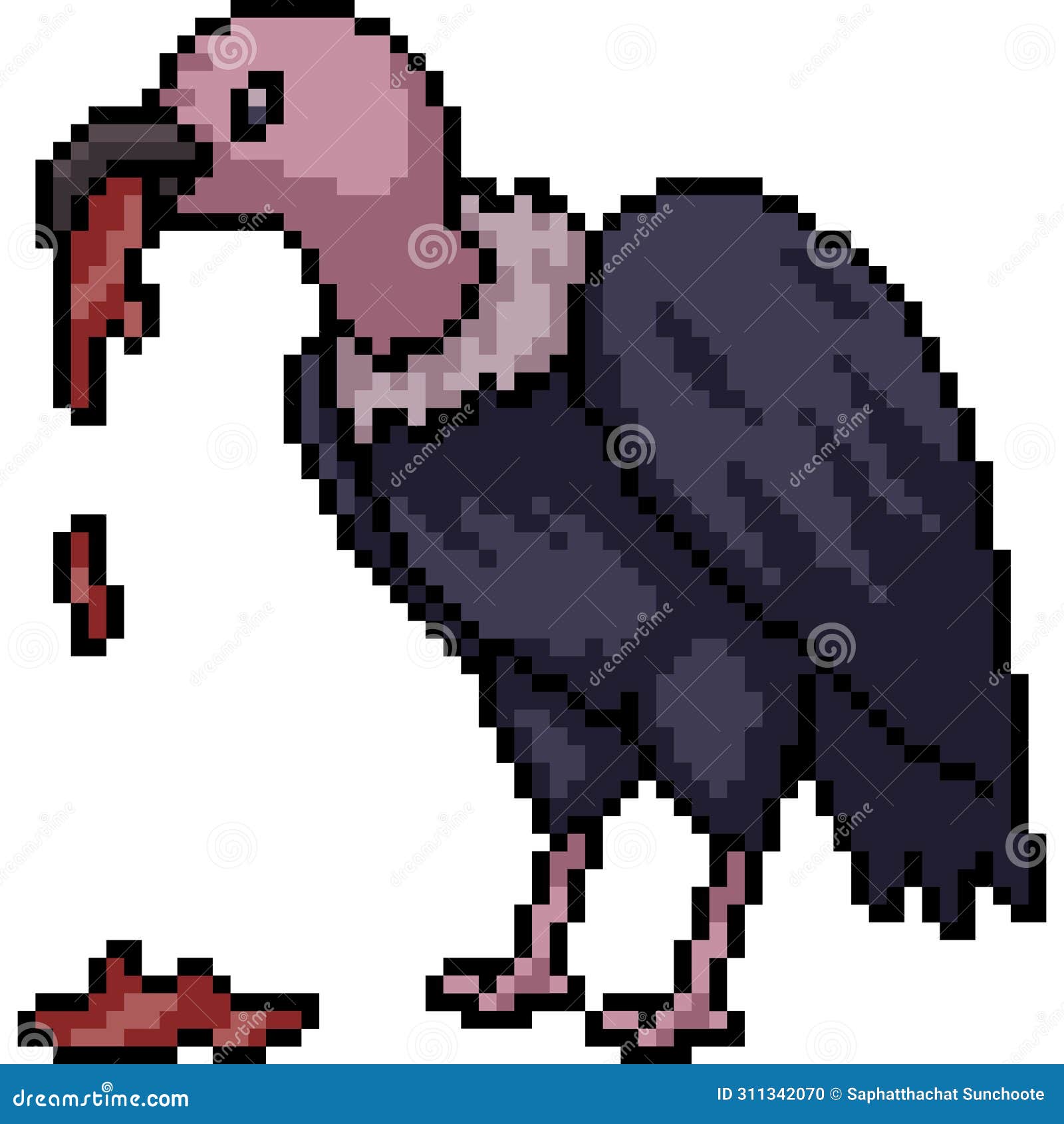 Pixel Art of Condor Eat Meat Stock Illustration - Illustration of ...