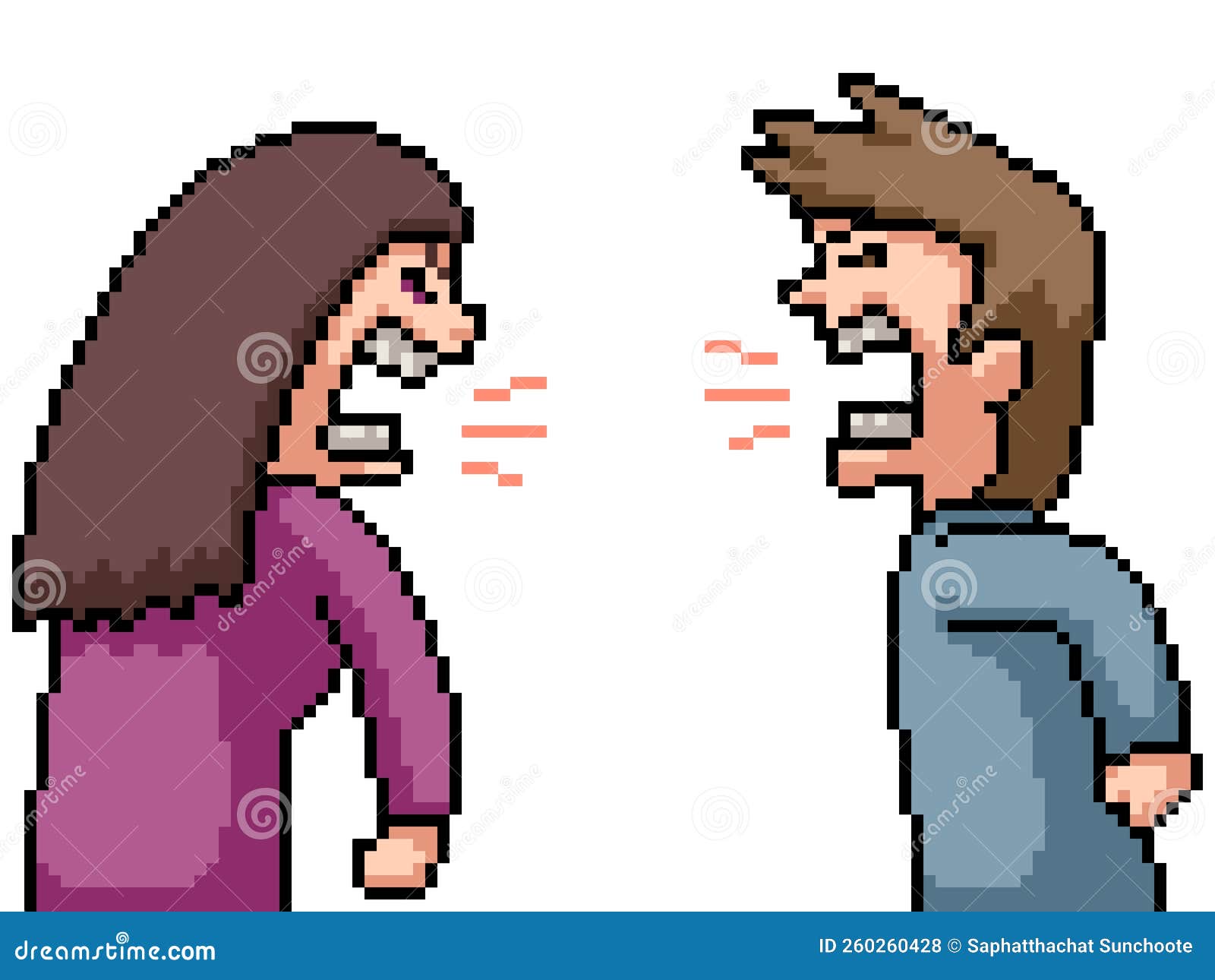 Pixel Art Couple Fight Relationship Stock Vector - Illustration of ...