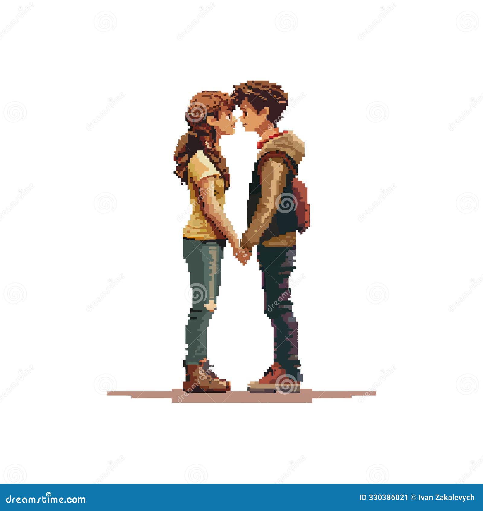 Pixel Art Couple Holding Hands Illustration. Vector Icon Design Stock ...