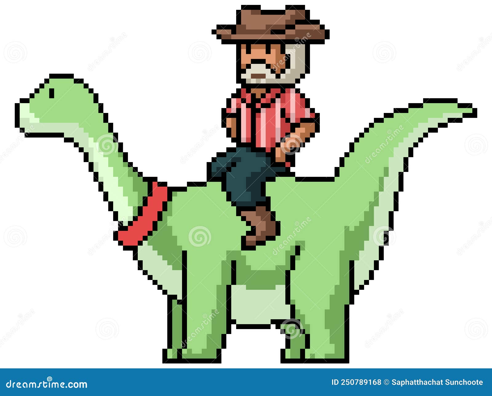 Pixel Art Cowboy Riding Dinosaur Stock Vector - Illustration of pixel ...