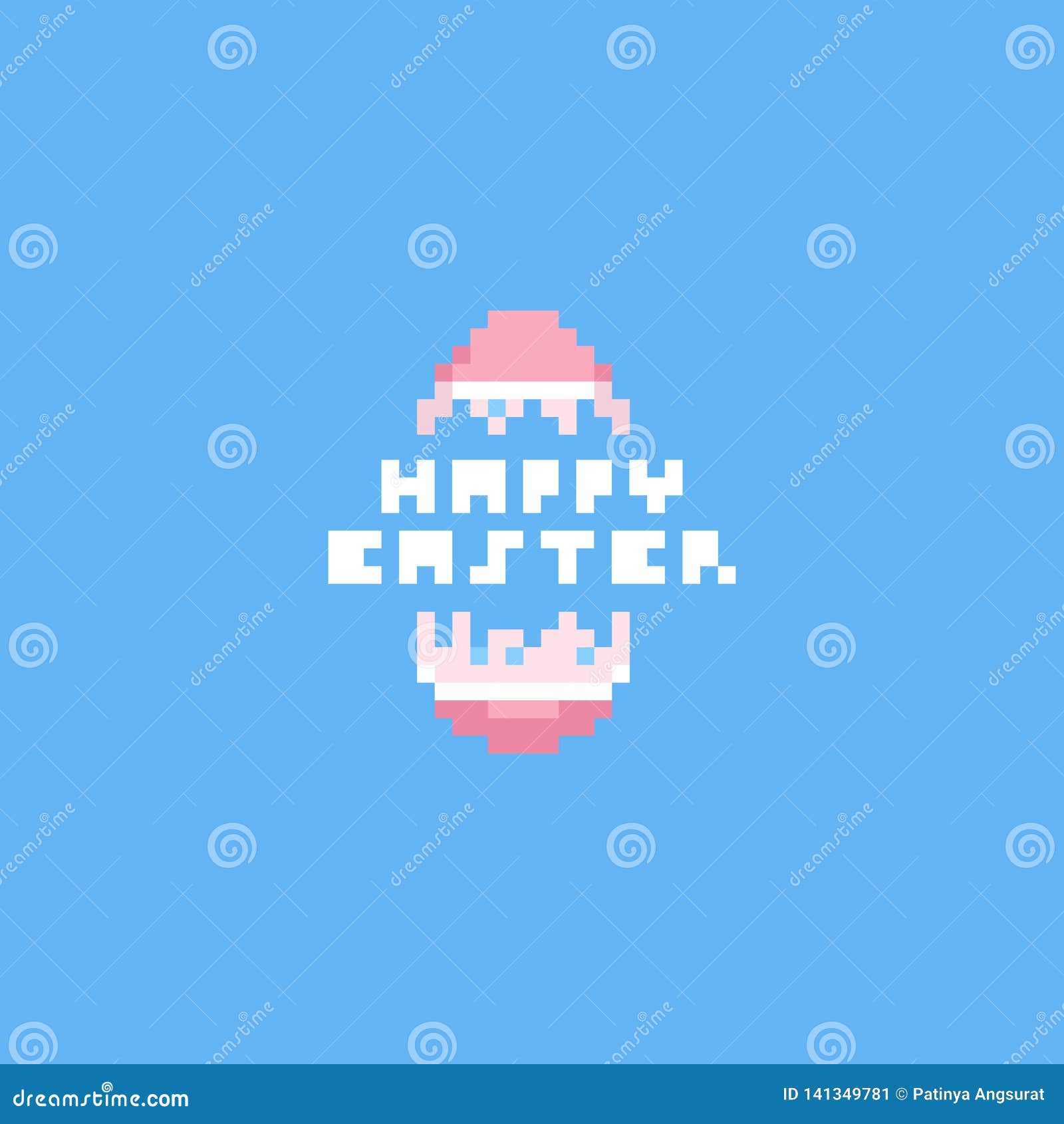 Pixel Crack Easter Egg with Happy Easter Text.8bit. Stock Illustration ...