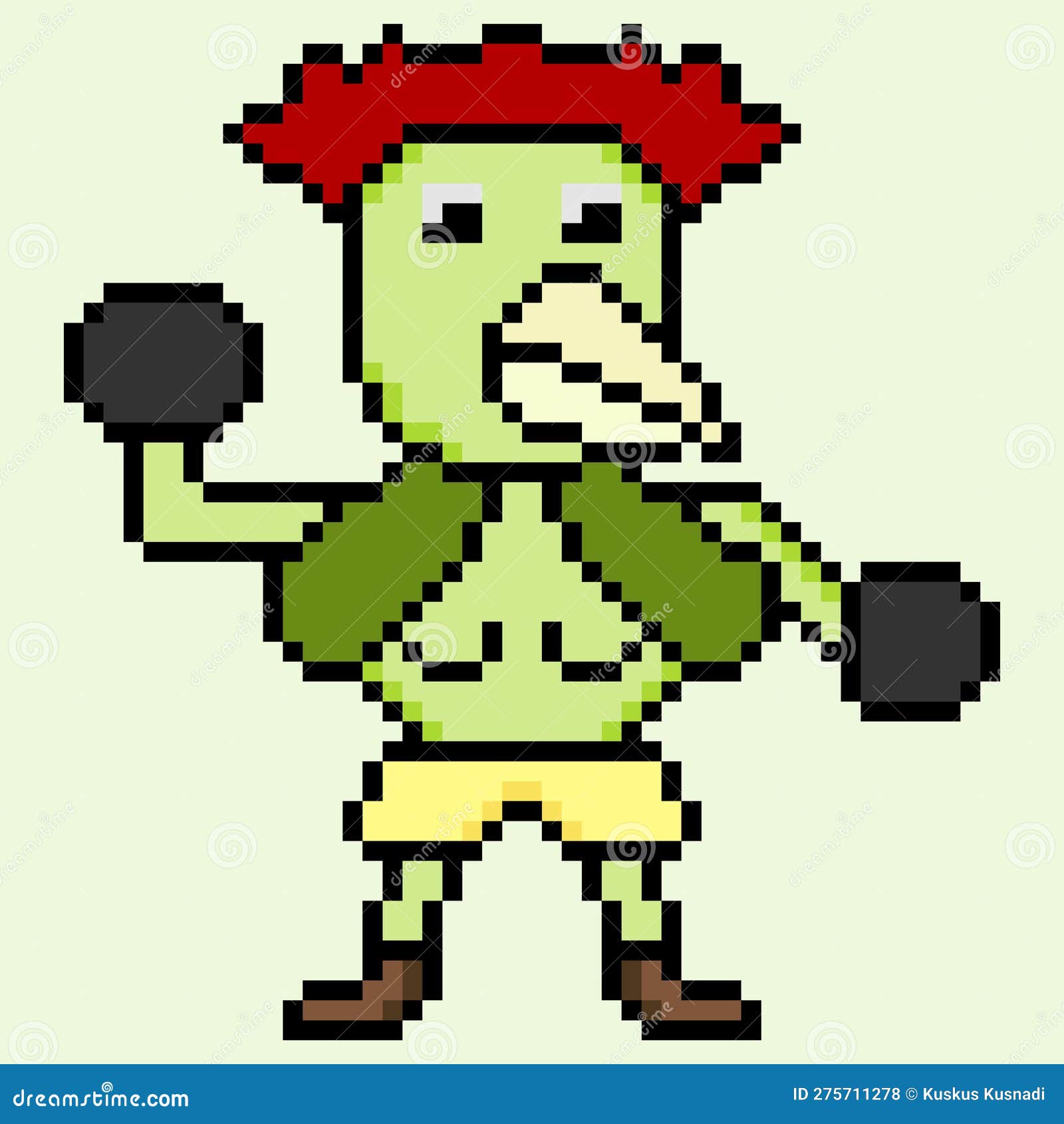 Pixel Art Cute Boxer Rooster Character Vector Illustration ...