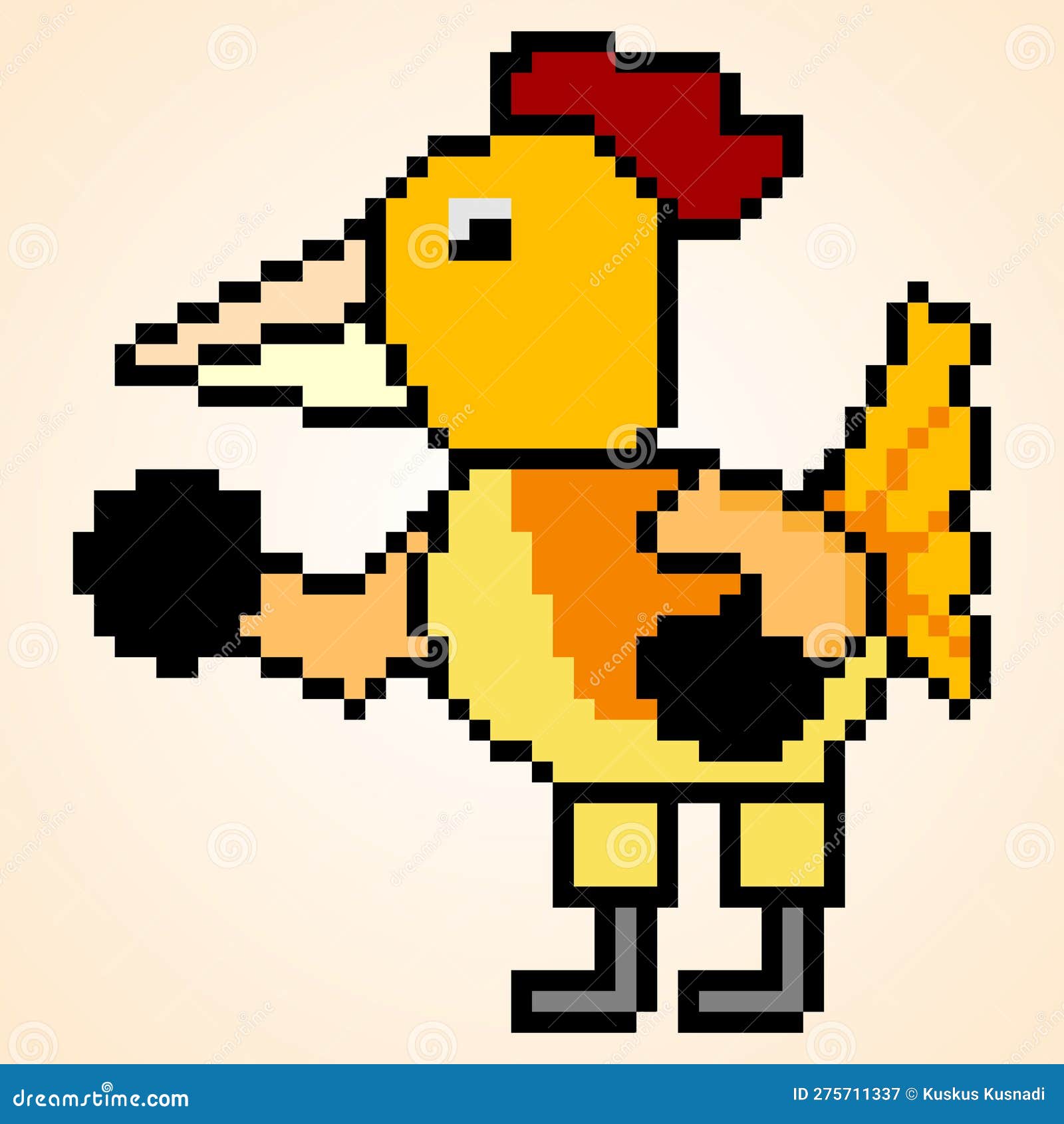 Pixel Art With Rooster. Cartoon Vector | CartoonDealer.com #273728179