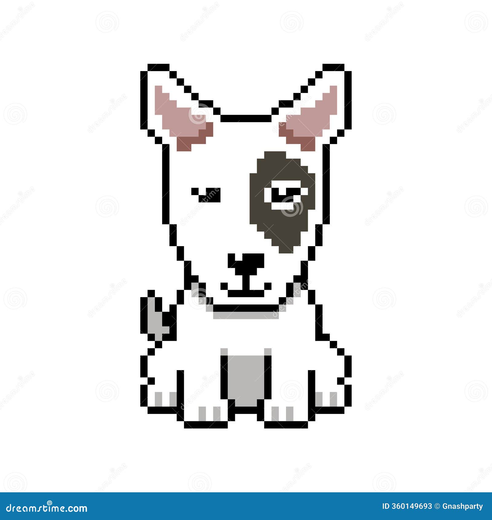 Pixel Art Cute Bull Terrier Dog Vector In Retro Style | CartoonDealer ...
