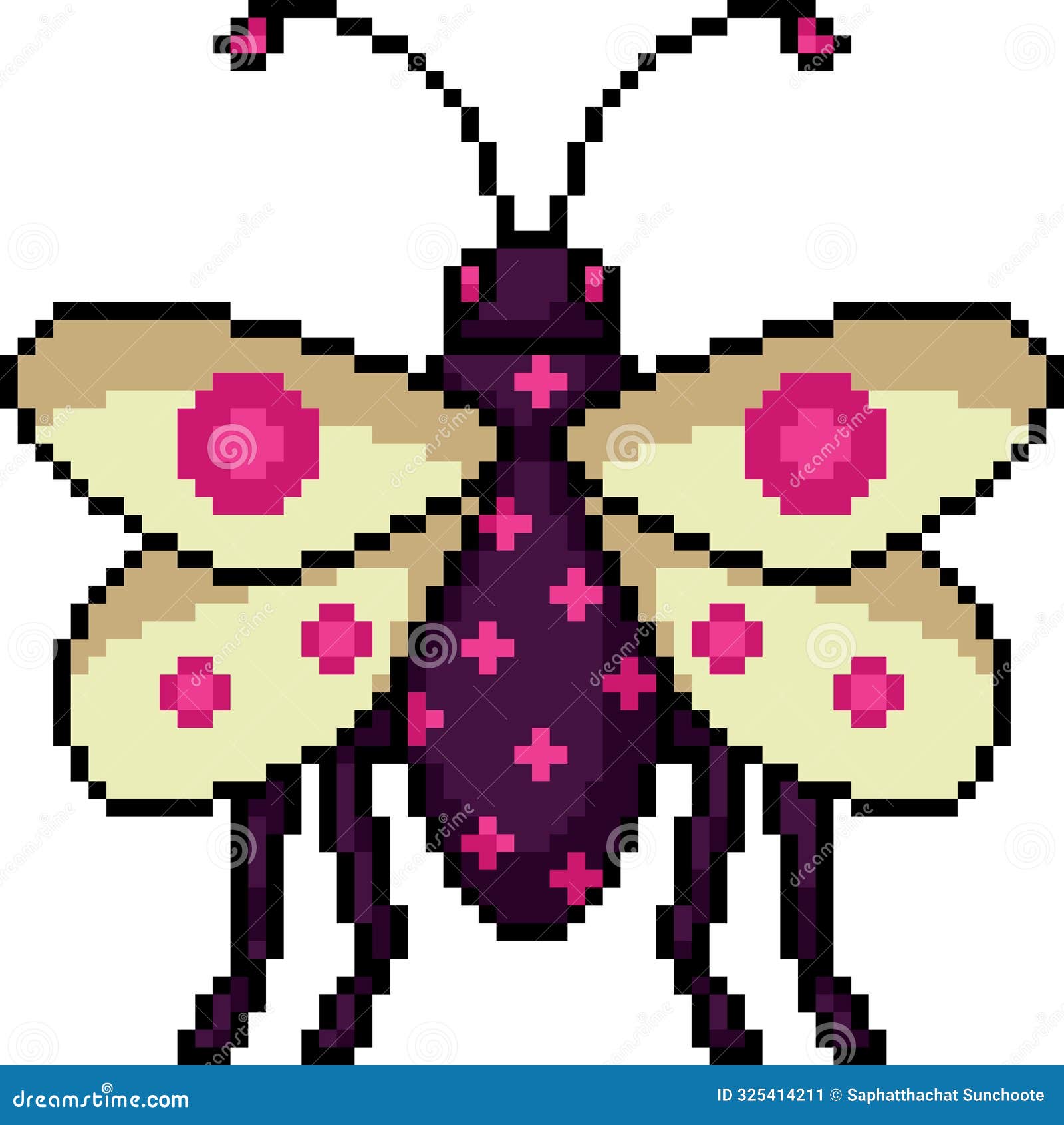 Pixel Art of Cute Fancy Bug Stock Vector - Illustration of cartoon ...