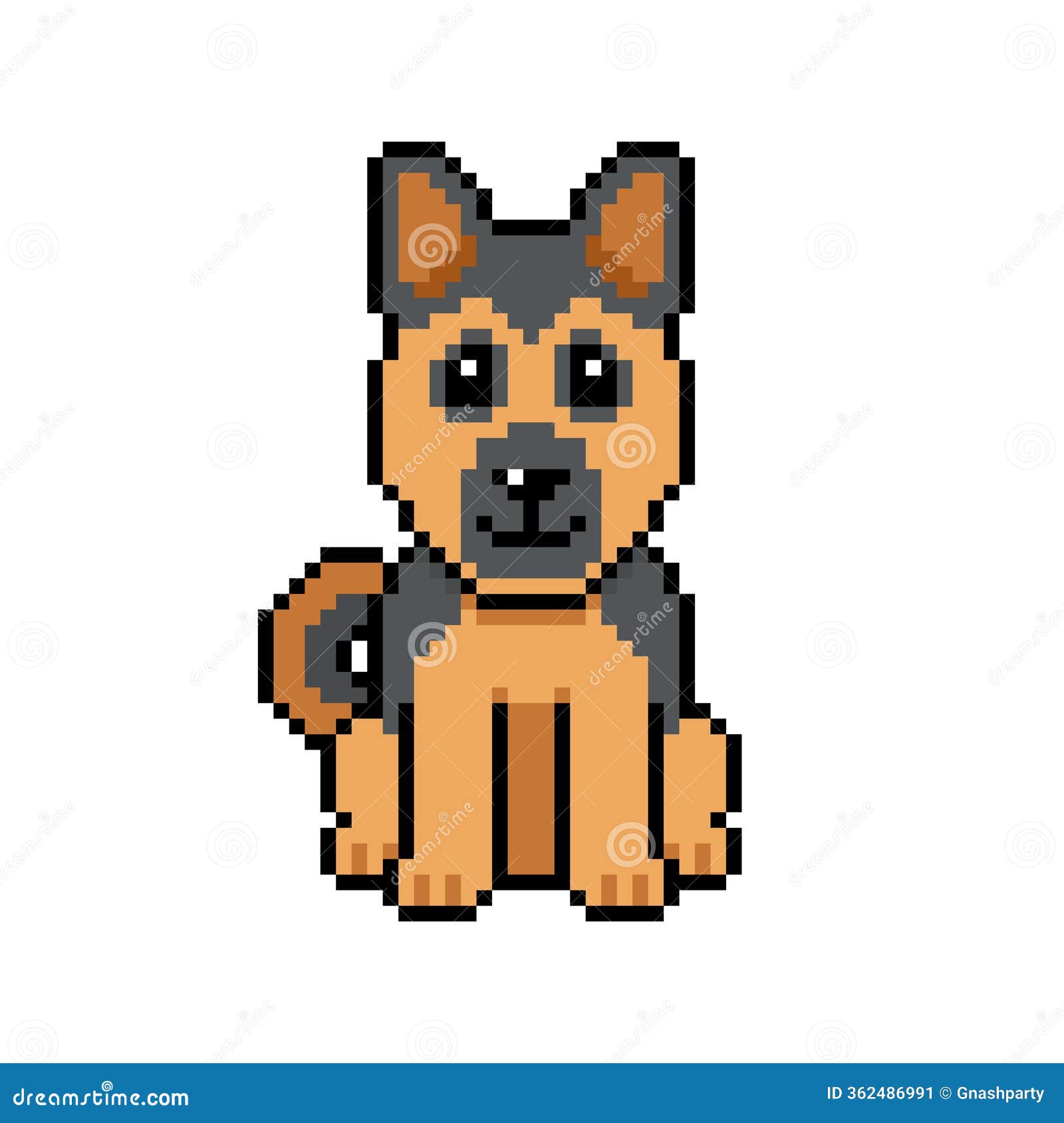 Pixel Art Cute German Shepherd Dog Vector In Retro Style ...