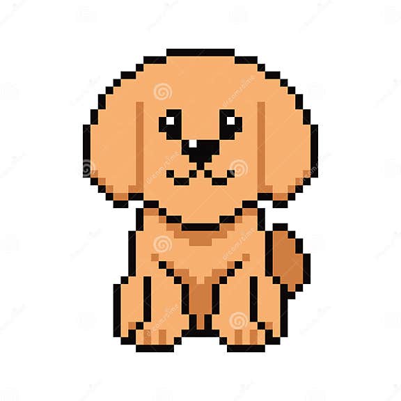 Pixel Art Cute Golden Retriever Dog Vector in Retro Style Stock ...