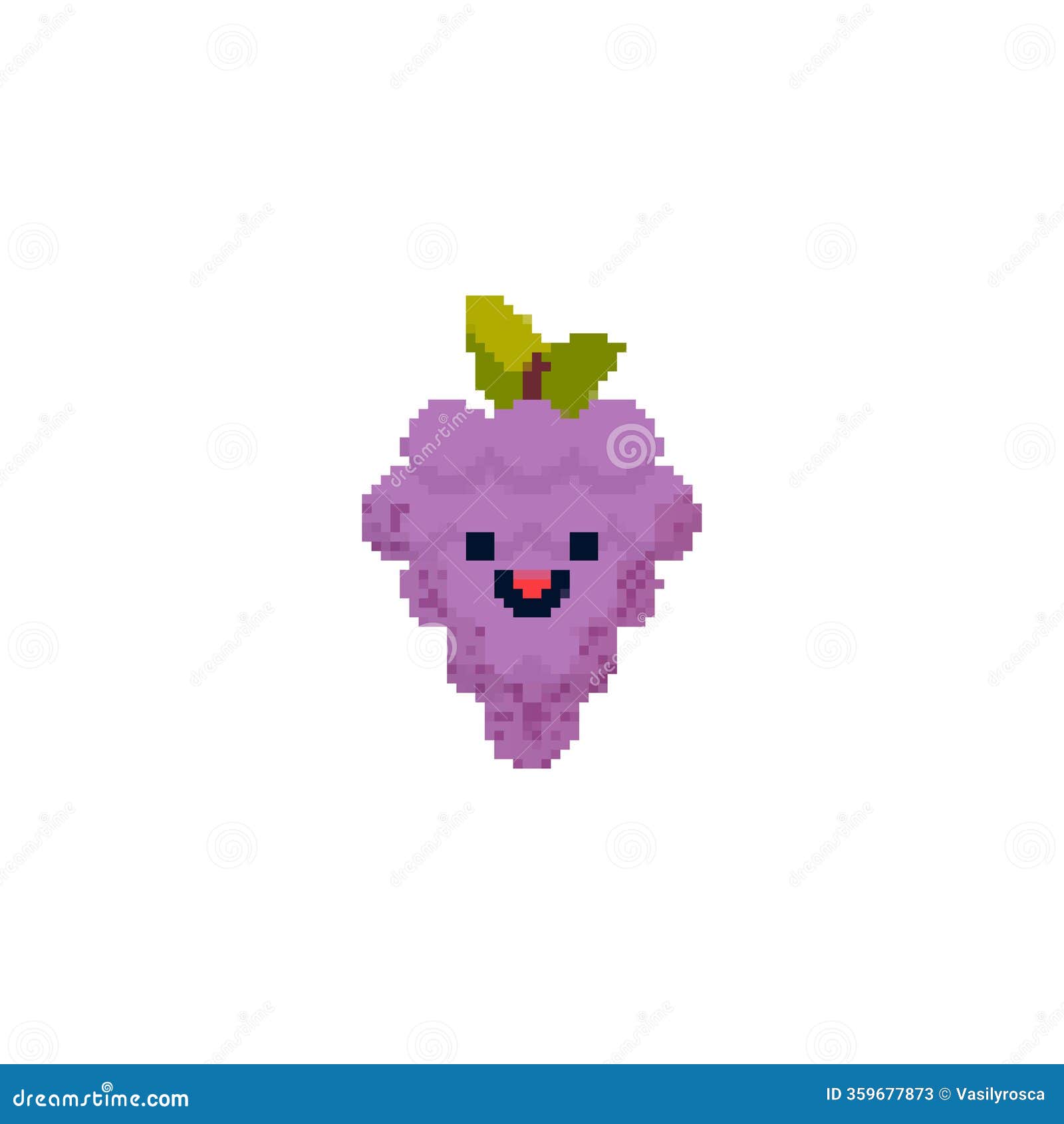 Pixel Art Cute Grape Fruit Character. Smiling Pixelated Happy Grape ...