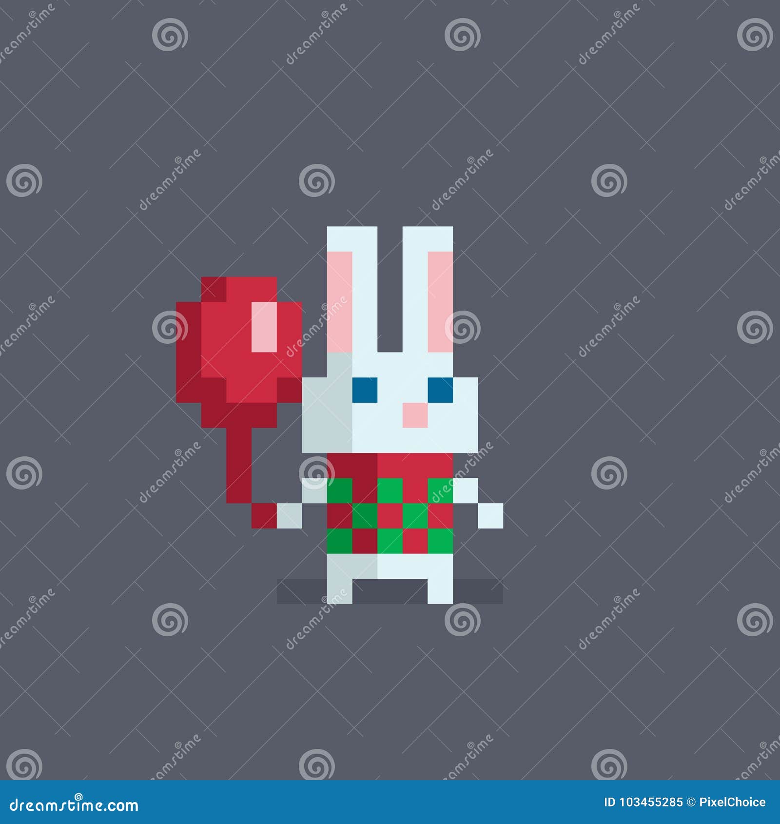 Pixel art cute rabbit. stock vector. Illustration of balloon - 103455285