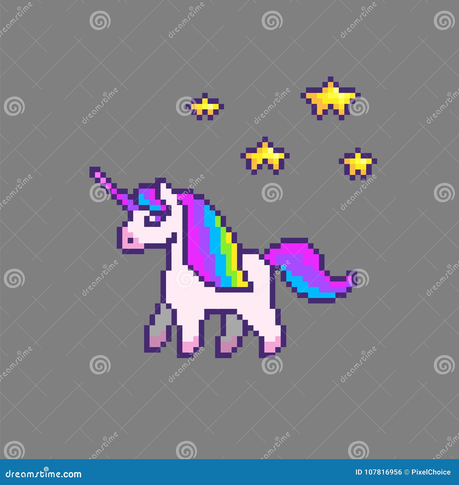 Pixel art cute unicorn stock vector. Illustration of fantasy - 107816956