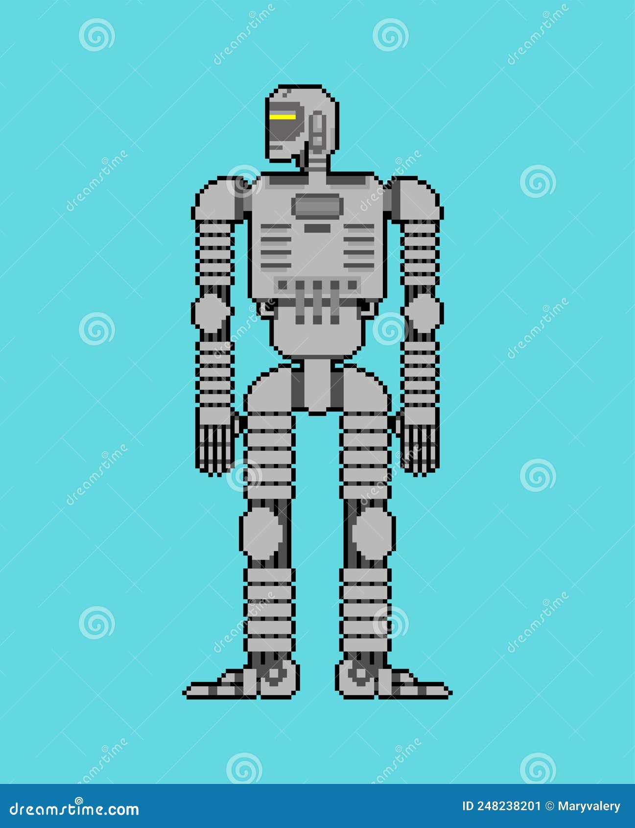 Pixel Art. Cyborg 8 Bit. Illustrazione Vettoriale Pixelata ...