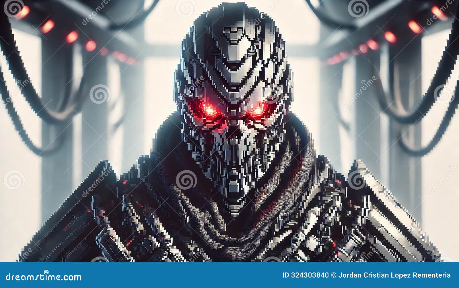 Pixel Art Dangerous Humanoid With Menacing Expression Stock Photo ...