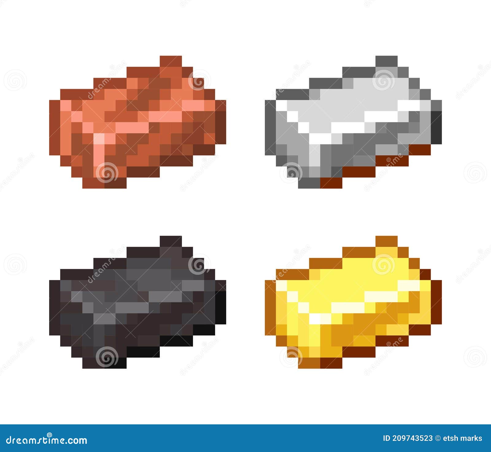 Pixel art de lingots. illustration de vecteur. Illustration du coloré ...