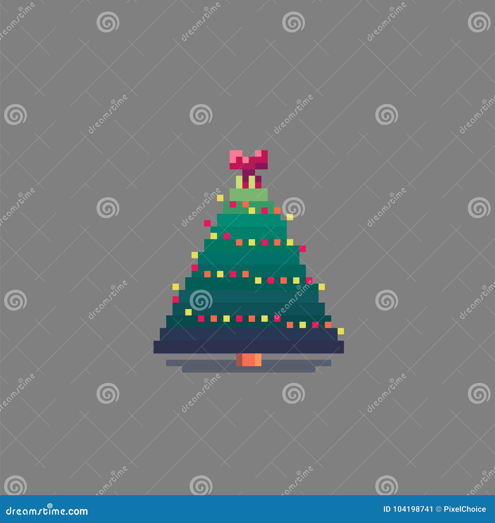 Pixel Art Decorated Christmas Tree. Stock Vector - Illustration of ...