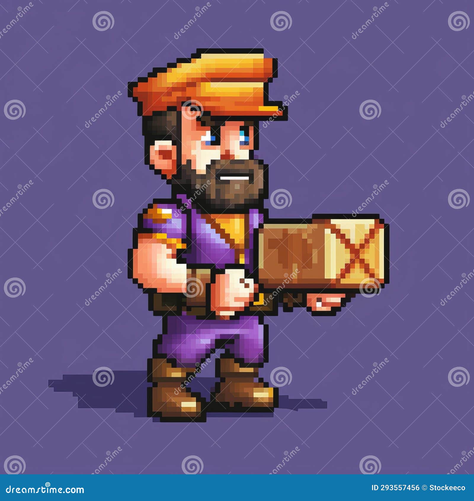 Pixel Art Delivery Driver: 8-bit Character Sprite Animation Frame Stock ...