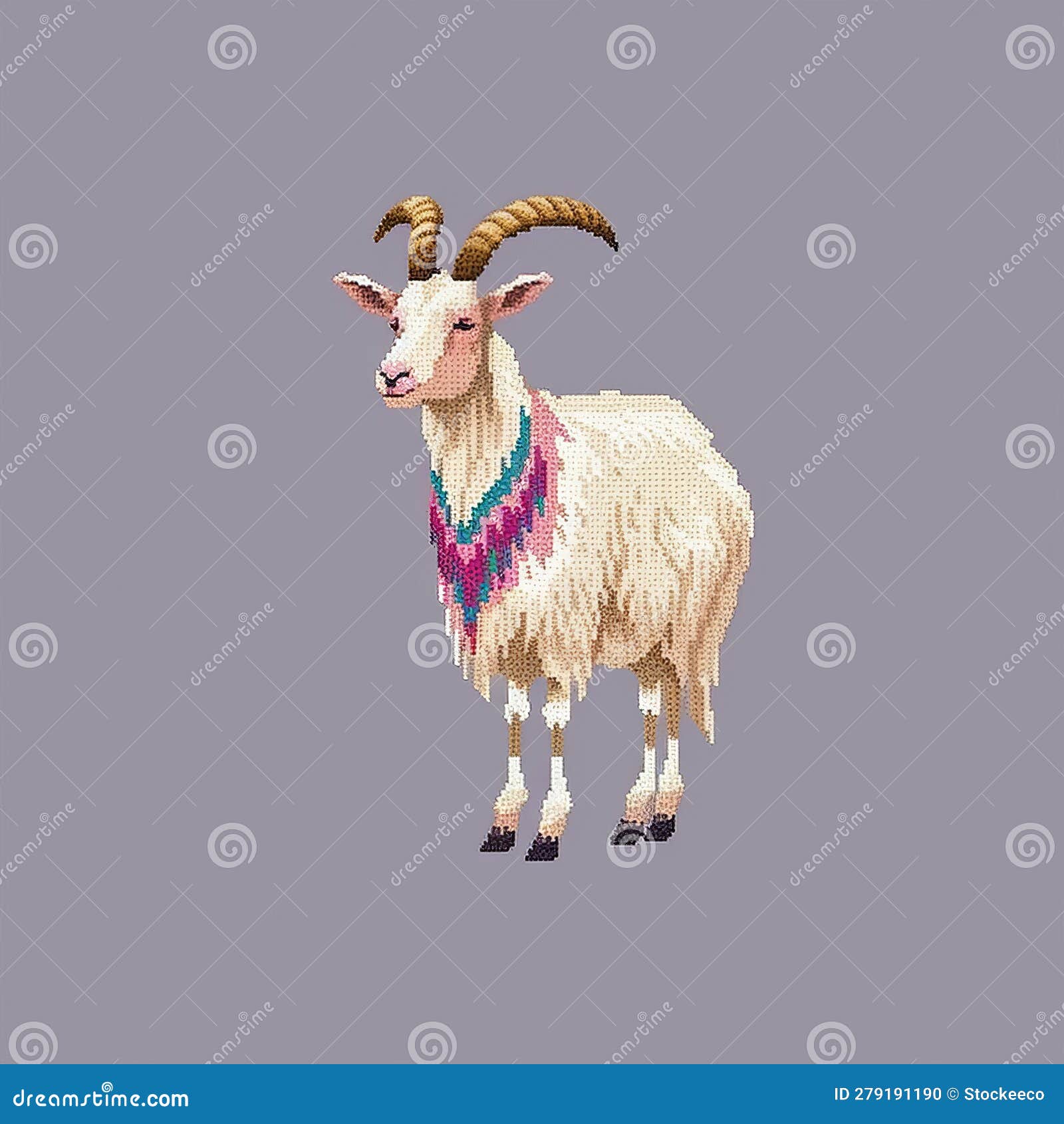 Goat Pixel Art on Solid Background Stock Illustration - Illustration of ...