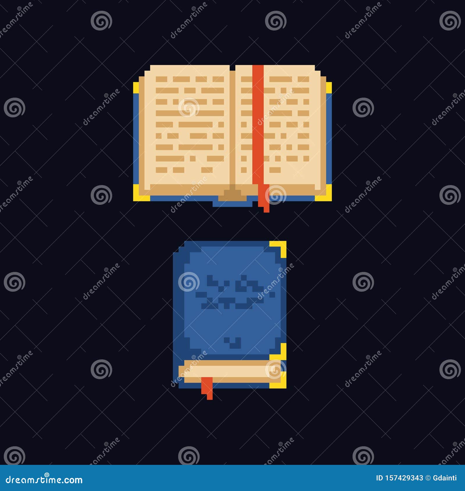 Pixel Art Design 8 Bit Retro Icon - Opened And Closed Book Cartoon ...