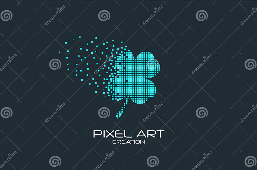 Pixel Art of the Clover Logo. Stock Vector - Illustration of clover ...