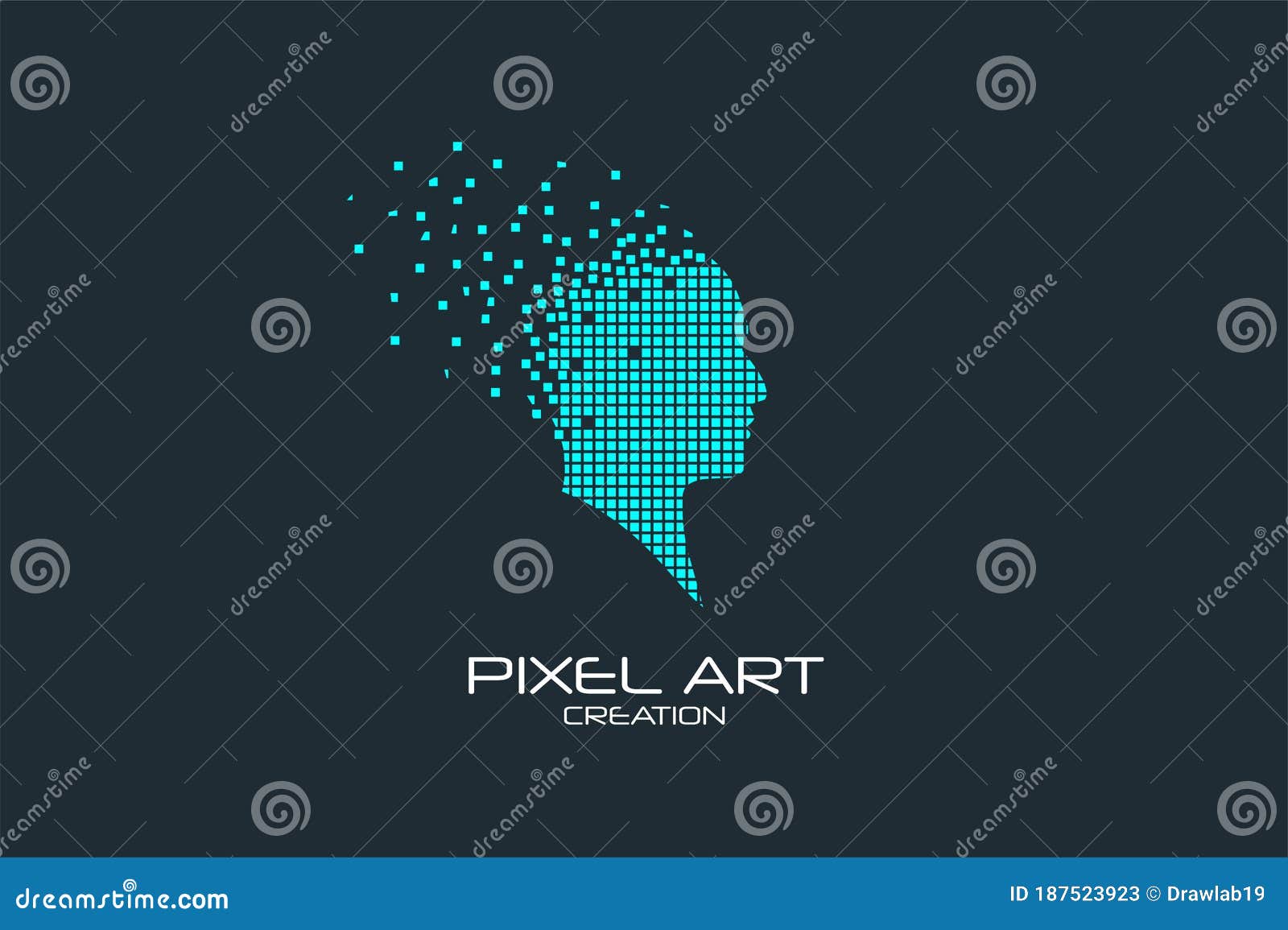 Pixel Art of the Human Head Logo. Stock Vector - Illustration of ...