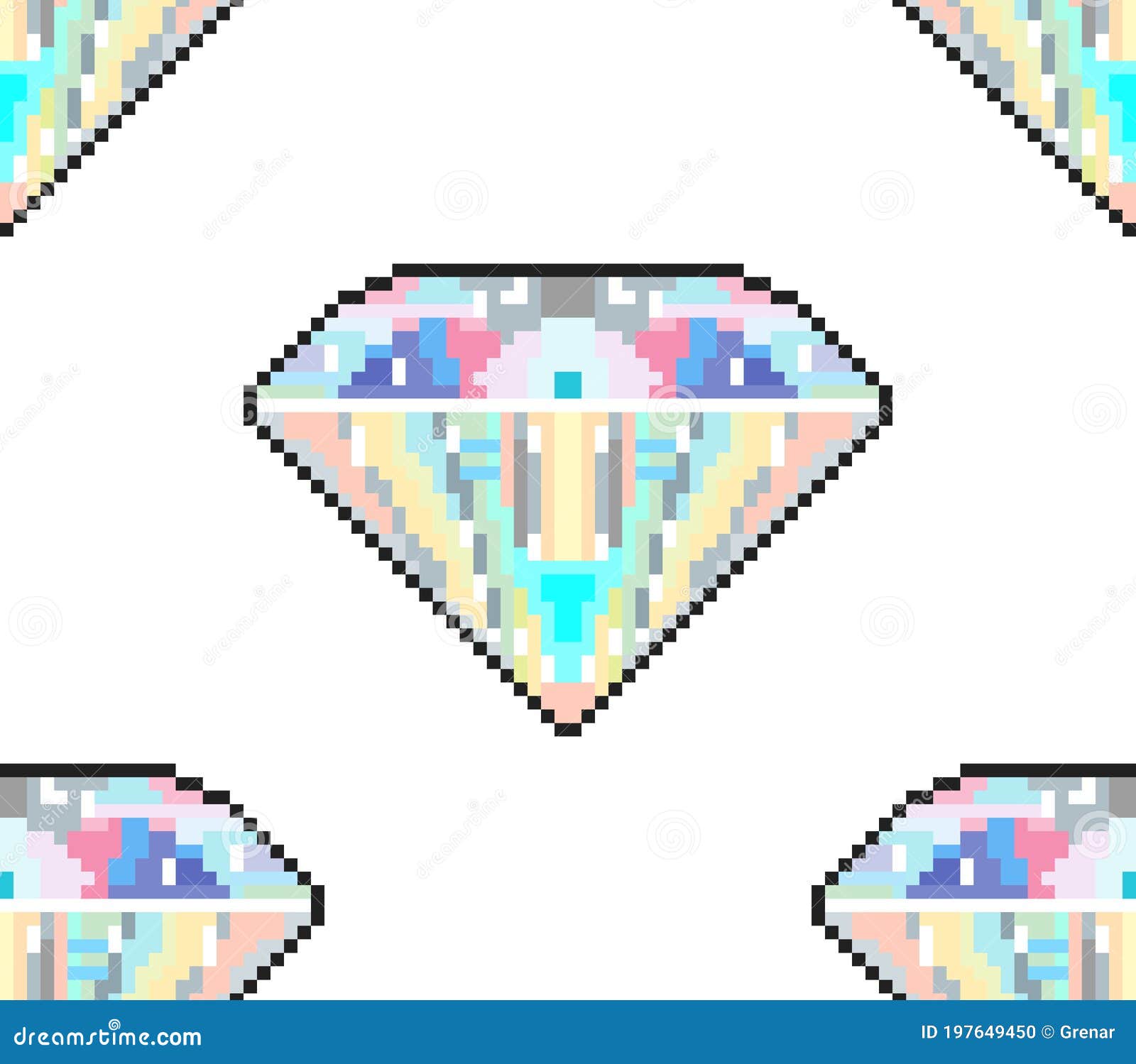 Pixel Art Diamond Gem Pattern Stock Illustration - Illustration of ...