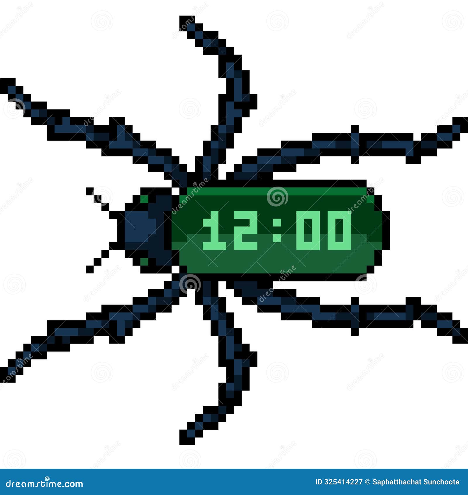 Pixel Art of Digital Clock Bug Stock Vector - Illustration of number ...