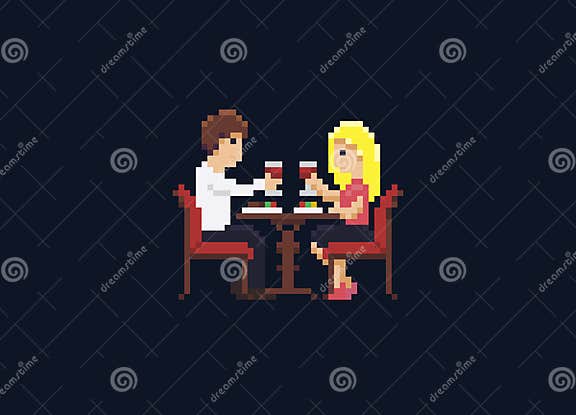 Pixel Art Dinner ilustração do vetor. Ilustração de pixels - 85536000