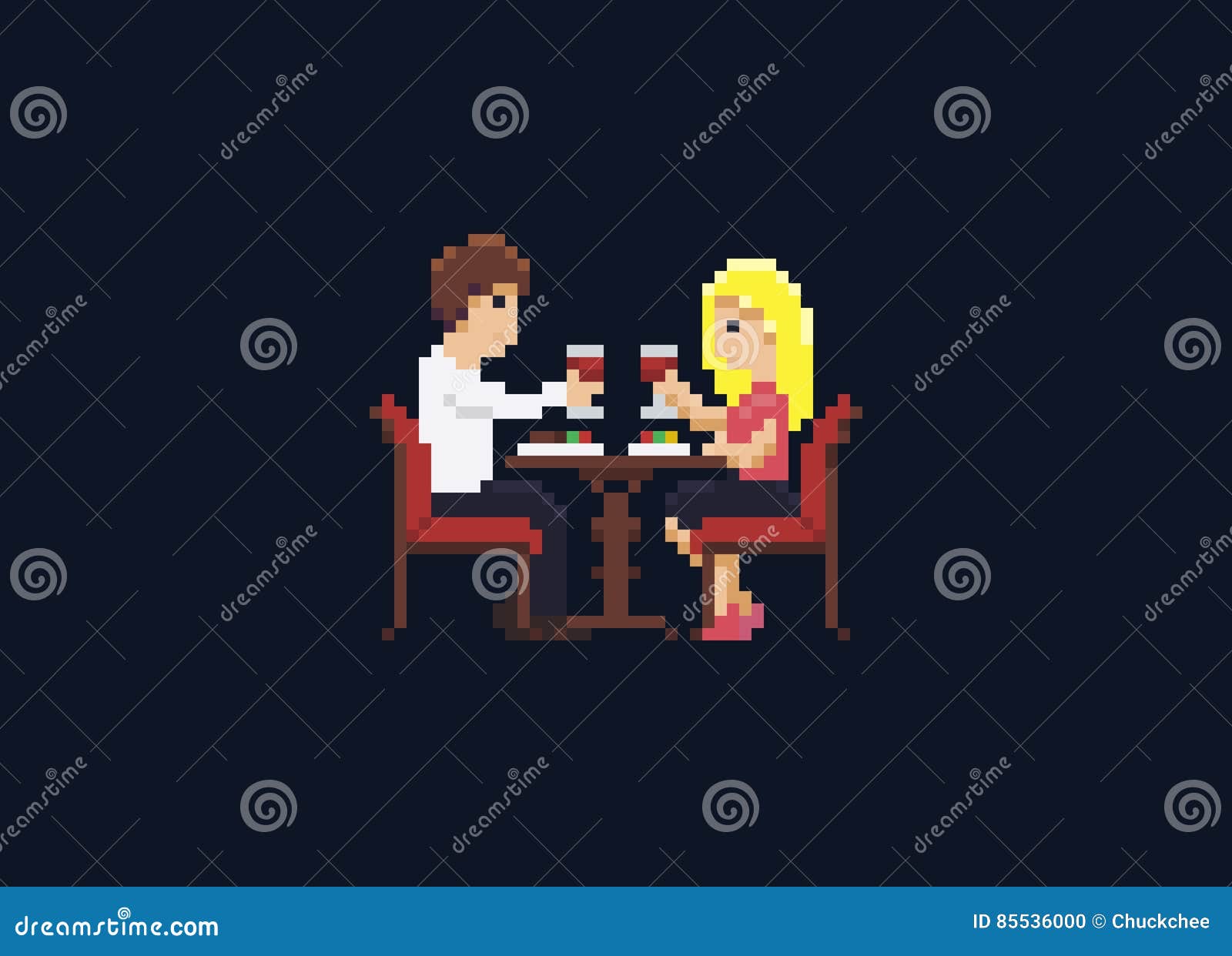 Pixel Art Dinner stock vector. Illustration of intimate - 85536000