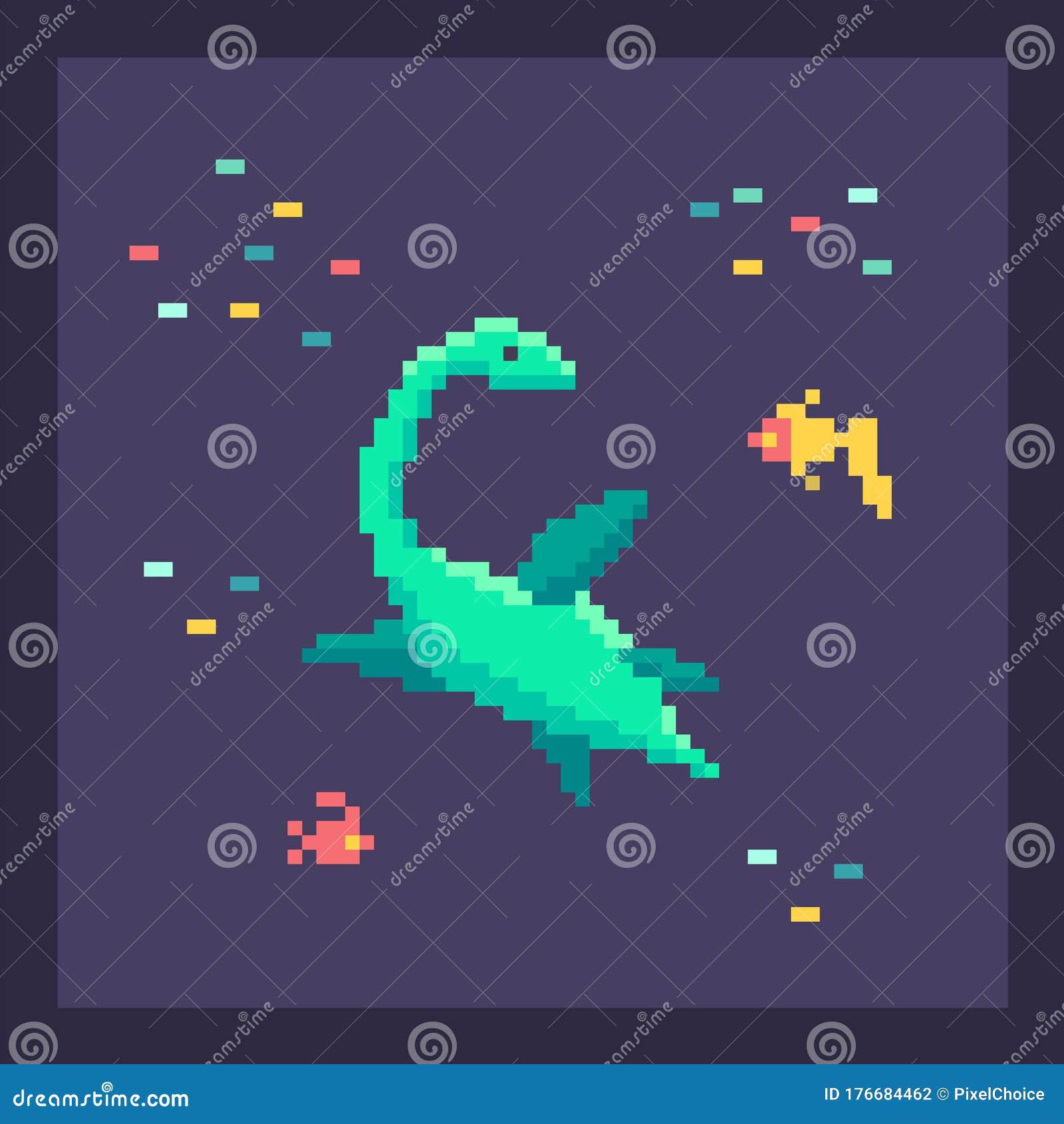 Pixel Art Dinosaur In Nature Vector Illustration | CartoonDealer.com ...
