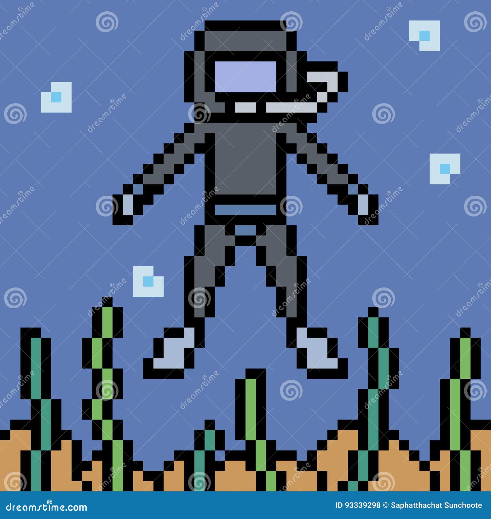 Pixel Art Dive Underwater Vector Illustration | CartoonDealer.com #93339298