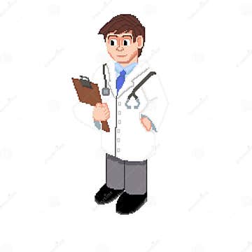 Pixel Art: Doctor Sprite stock illustration. Illustration of white ...