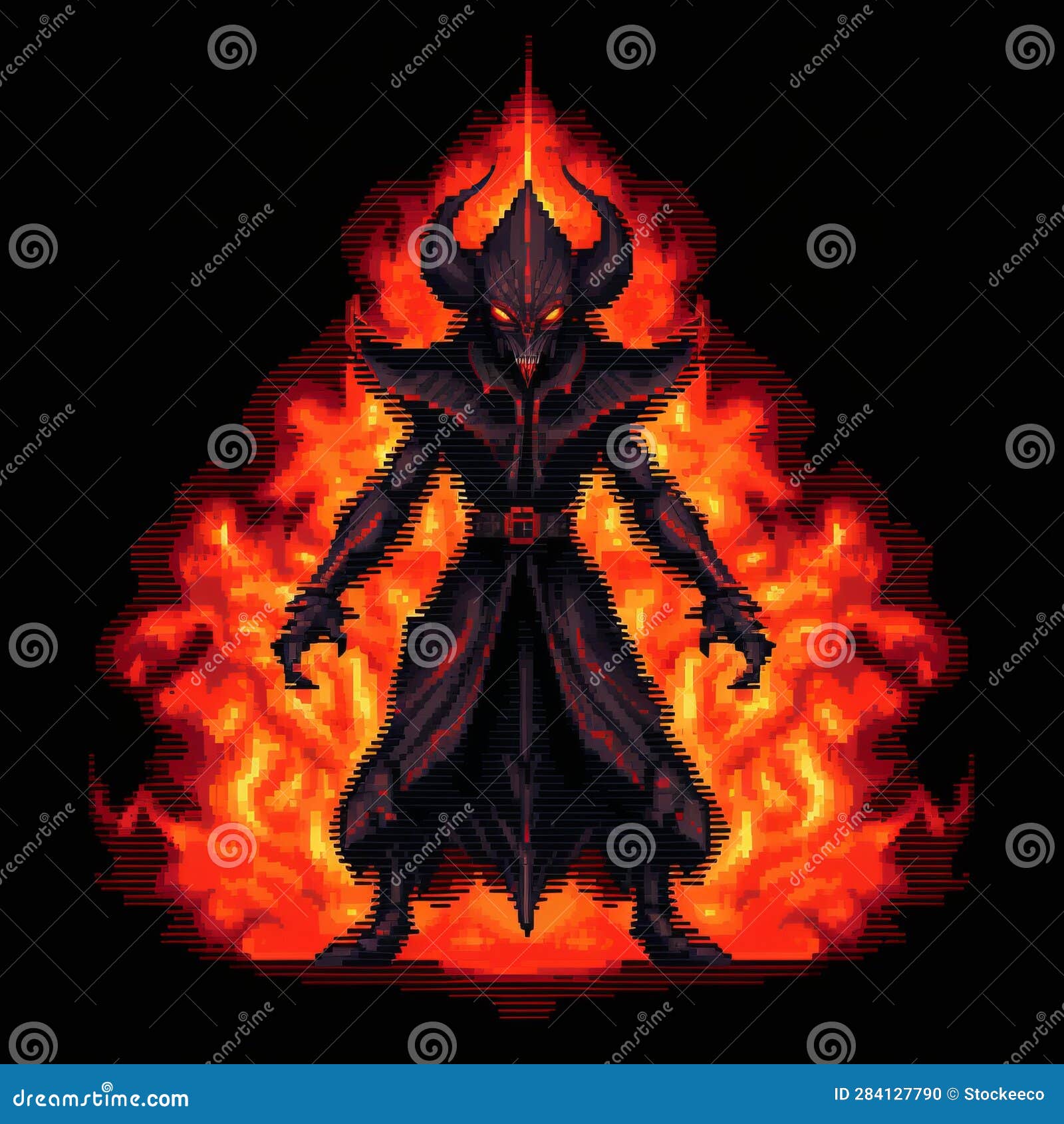 Darksynth Evil: Detailed Fantasy Art of Satan in Fire Emblem Style ...