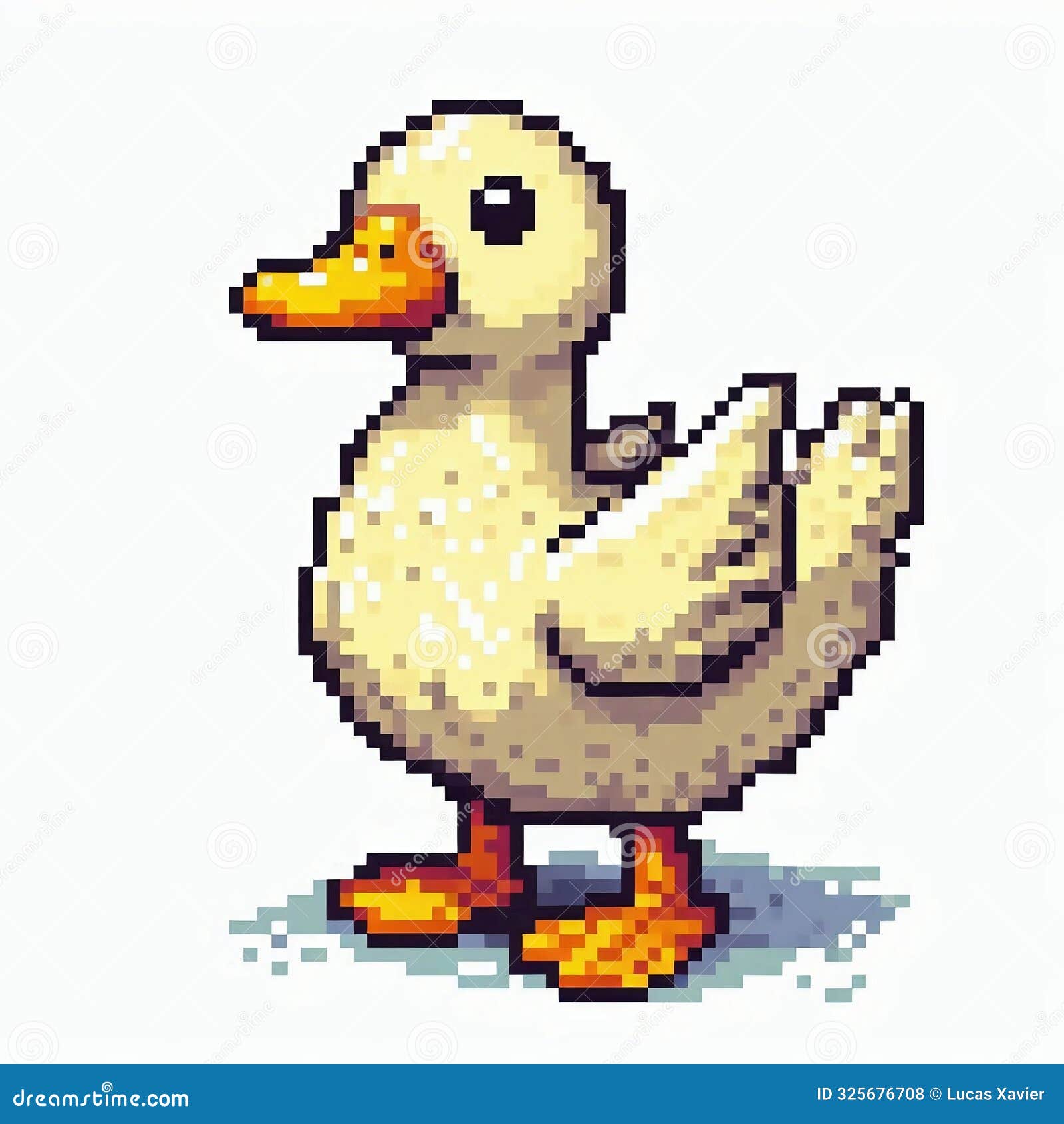 Pixel art duck 8-bit stock illustration. Illustration of quack - 325676708